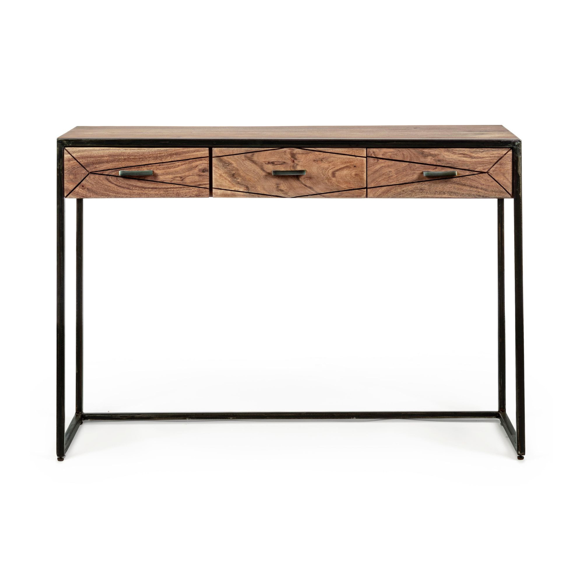Console en bois d'acacia et structure en métal 3 tiroirs ELEANOR - HELLIN