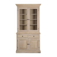Buffet vaisselier en chêne blanchi 2 portes vitrées 2 tiroirs 2 portes ...