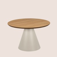 Table basse ronde en bois et métal grège D65 GIROLLE - HELLIN